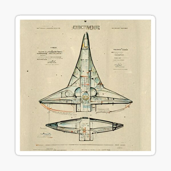 "Vintage Schematic drawing of spacecraft" Sticker for Sale by ...