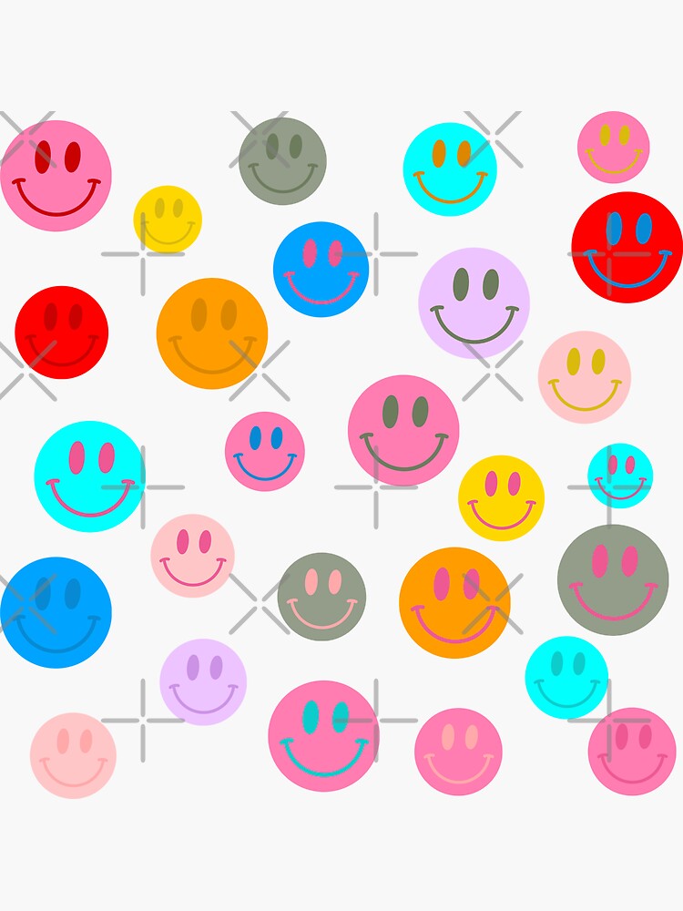 "Colorful smile face patterns" Sticker for Sale by mem002 | Redbubble