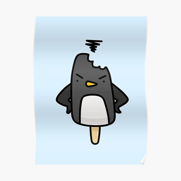 "Angry Penguin Popsicle | Bitten Bird Ice Cream Treat | Cute" Poster ...