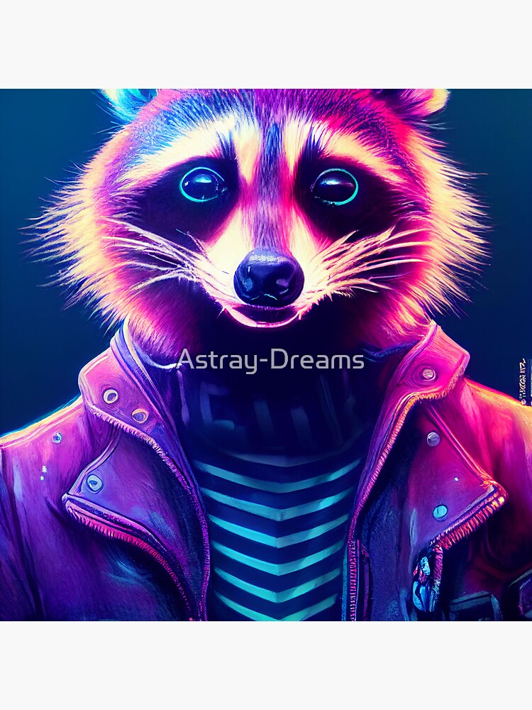 "Neon punk raccoon" Sticker for Sale by Astray-Dreams | Redbubble