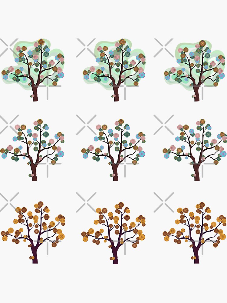 " Colorful trees sticker sheet." Sticker for Sale by MartineArt | Redbubble