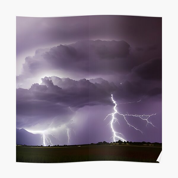 "Thunderstorm at night" Poster for Sale by BrightyArt | Redbubble