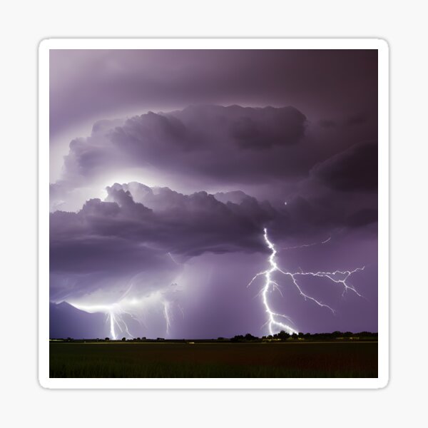 "Thunderstorm at night" Sticker for Sale by BrightyArt | Redbubble