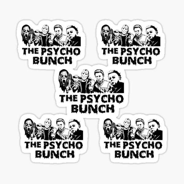 "The Psycho Bunch Halloween Horror Movie Killers" Sticker for Sale by ...