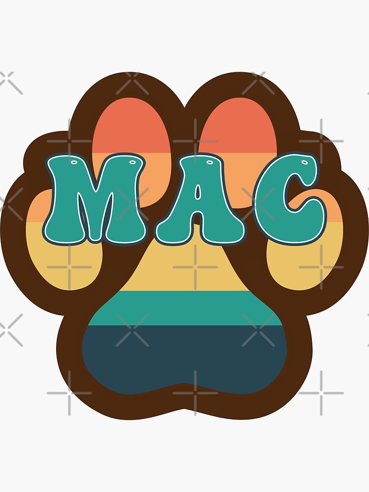 "Mac Dog Name Vintage Sunset Paw Prints on Brown - Mac Dog Name ...
