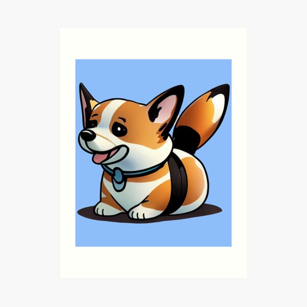 "Cute corgi, Chibi Corgi, Corgi Cartoon, Cartoon Style Corgi Puppy" Art ...
