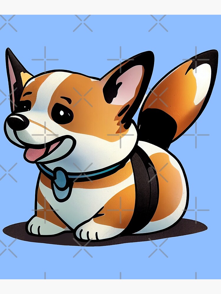 "Cute corgi, Chibi Corgi, Corgi Cartoon, Cartoon Style Corgi Puppy" Art ...
