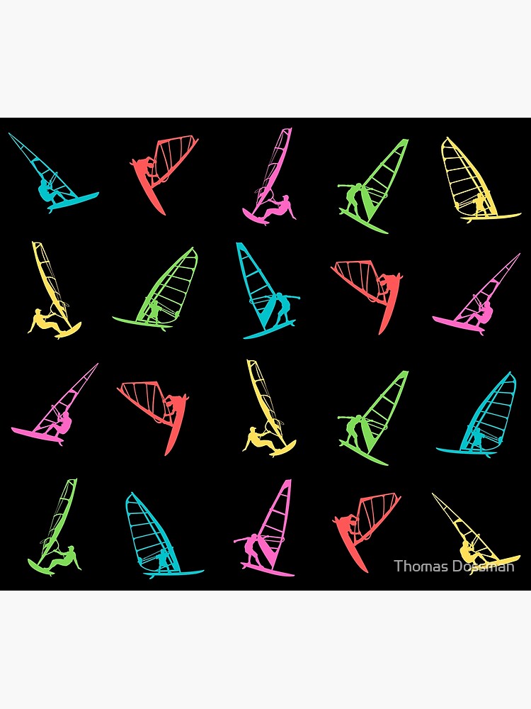 "Windsurfing Windsurfer Retro Colors Sending It Pattern" Poster for ...