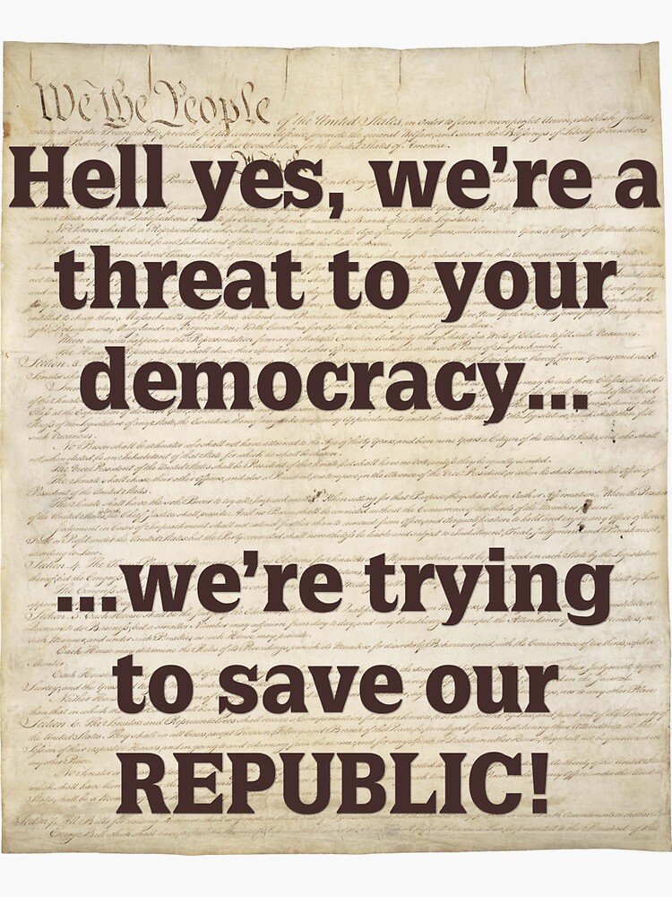 "Threat to Democracy" Sticker for Sale by CCWise | Redbubble