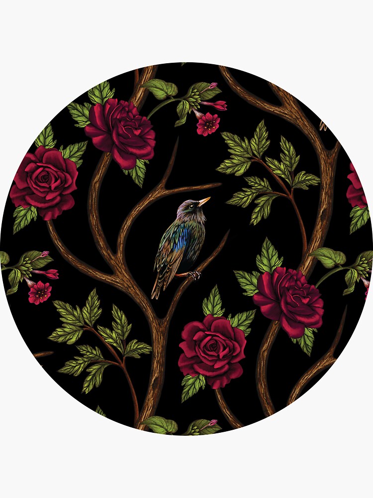 "Victorian-Inspired Birds & Red Roses" Sticker for Sale by ...