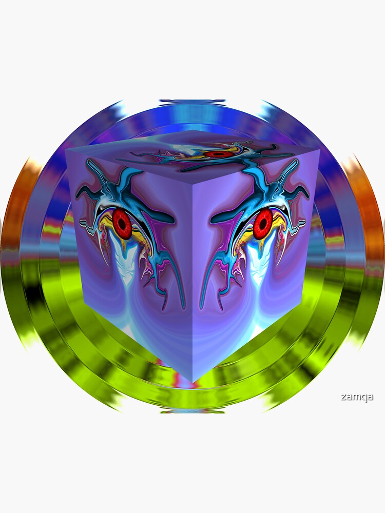 "Alien Cube 3D NFT Design Blue, Green and Purple" Sticker for Sale by ...