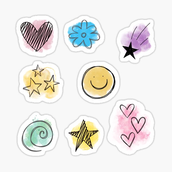 "Water Color Doodles" Sticker for Sale by JackieL21 | Redbubble