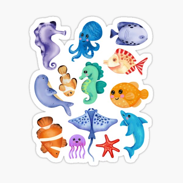 "Watercolor Cute Sea Fish Pack" Sticker for Sale by virillanissa ...