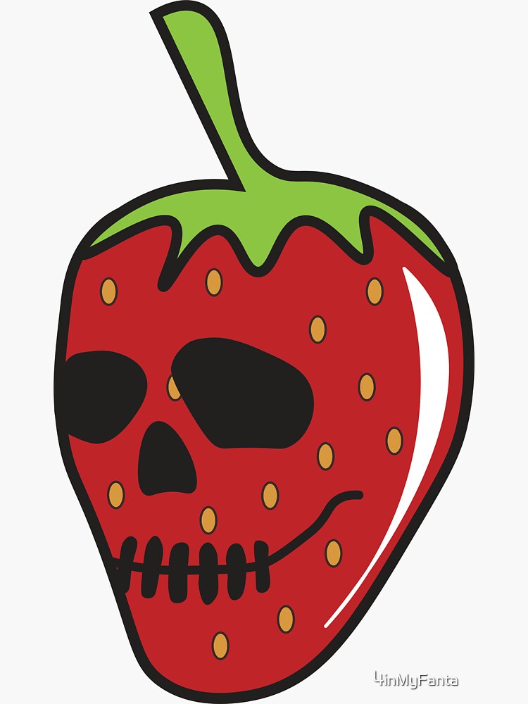 "Rad Strawberry Skull" Sticker for Sale by 4inMyFanta | Redbubble