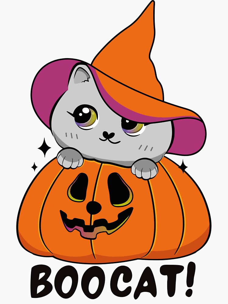 "Boo Cat !" Sticker for Sale by OROcos | Redbubble