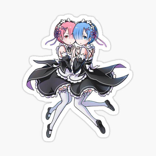 "Re:Zero- Rem and Ram" Sticker by clairebear8631 | Redbubble