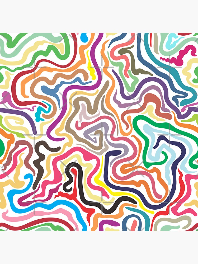 "Multi-Color Squiggly Lines" Sticker for Sale by LorinMar | Redbubble