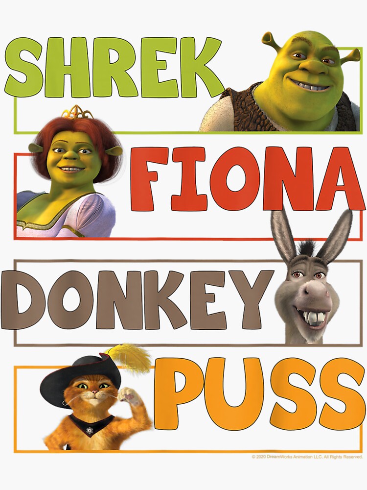 "Shrek Group Shot Character Stack " Sticker for Sale by TamarHall ...
