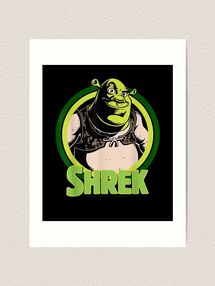 "Shrek In Circles Cartoon Portrait Logo " Art Print for Sale by ...