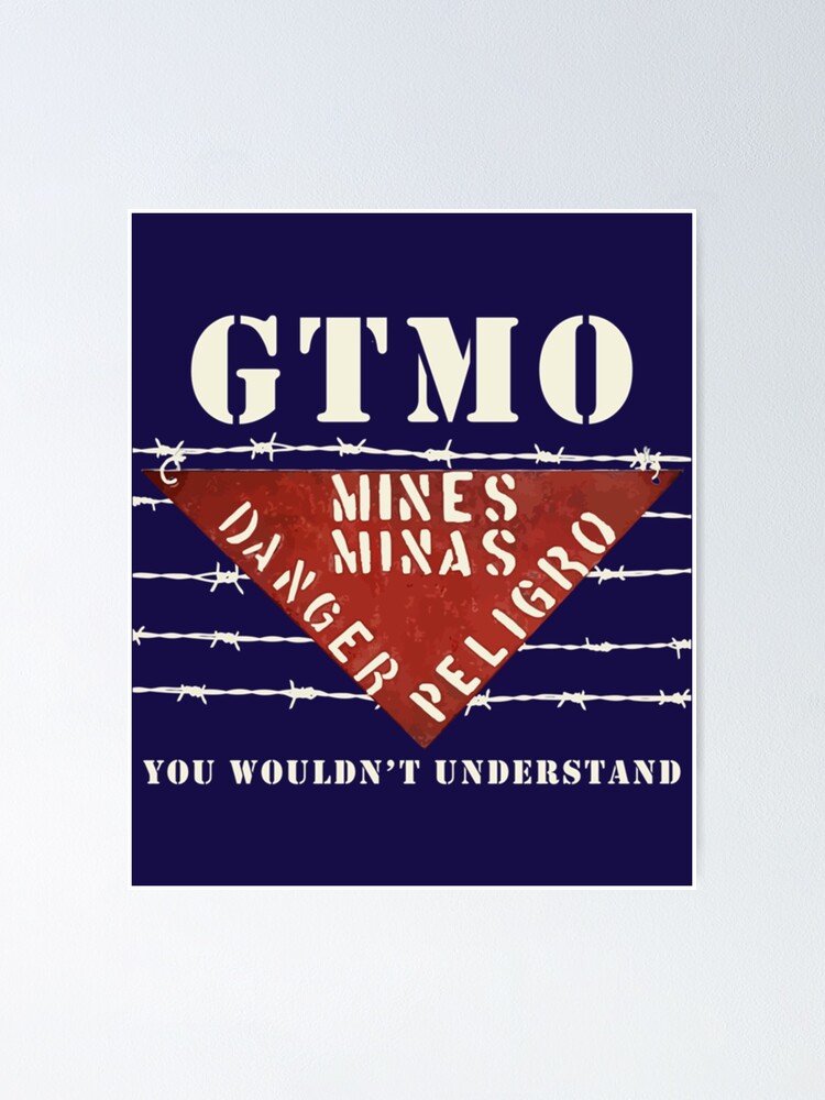 Póster «Signo de alambre de púas de minas terrestres GTMO de la Bahía ...