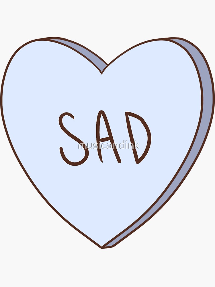 "Sad Candy Heart - blue" Sticker for Sale by musicandink | Redbubble