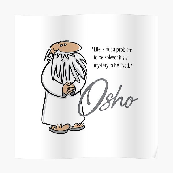 "Osho Quotes, Osho Cartoon – Life, is a Mystery to Be Lived" Poster for ...