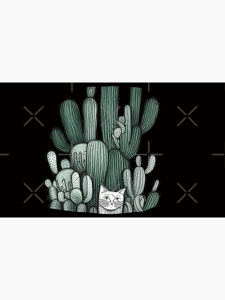 Póster «Dibujo de Catctus de un gato con cactus (versión más grande ...
