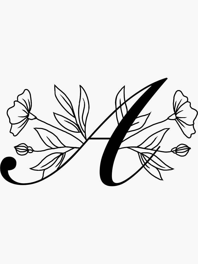 "Cursive Floral Letter A" Sticker for Sale by lakenney97 | Redbubble