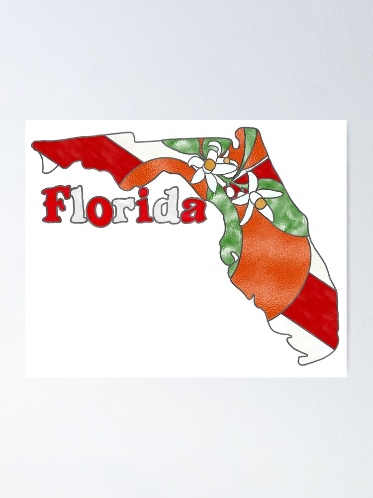 Póster «Florida State Map Shape Diseño de aspecto de vidrieras con el ...