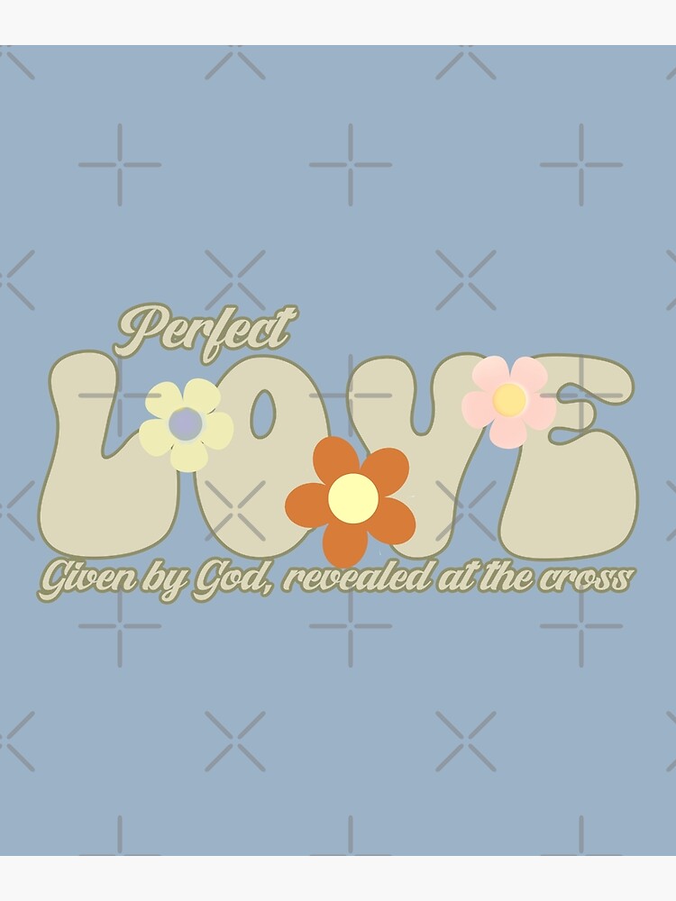 "Retro Christian Design Perfect Love of God Jesus on the Cross flowers ...
