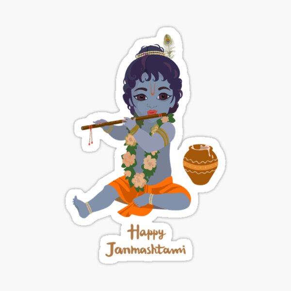 "janmashtami " Sticker for Sale by Mikespomshrt | Redbubble