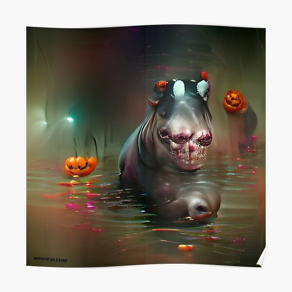 "Halloween Hippo Artwork" Poster for Sale by Captain-Met | Redbubble