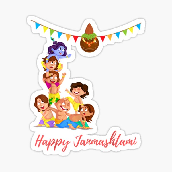 "janmashtami " Sticker for Sale by Mikespomshrt | Redbubble
