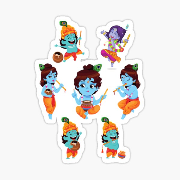 "Janmashtami " Sticker for Sale by Mikespomshrt | Redbubble