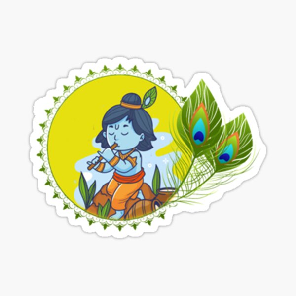 "Janmashtami " Sticker for Sale by Mikespomshrt | Redbubble