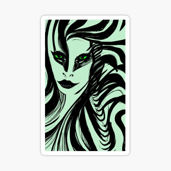 "Beguiling Nether Witch with Green Eyes" Sticker for Sale by ...