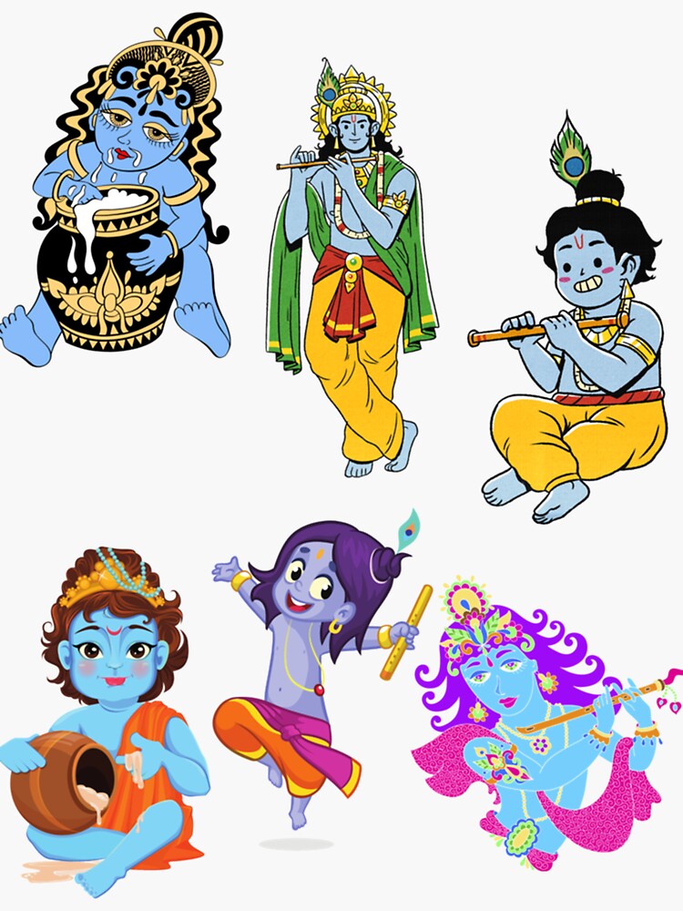 "Janmashtami " Sticker for Sale by Mikespomshrt | Redbubble
