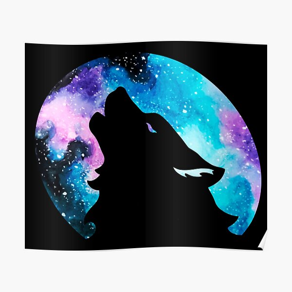 Póster «Cabeza de lobo galáctico aullando a la luna» de Lady-Lilac ...