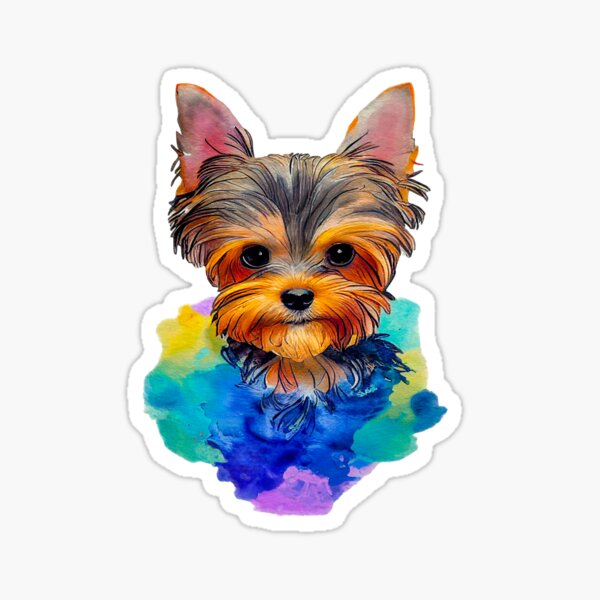 "Yorkie puppy Watercolor" Sticker for Sale by Waffles The Yorkie ...