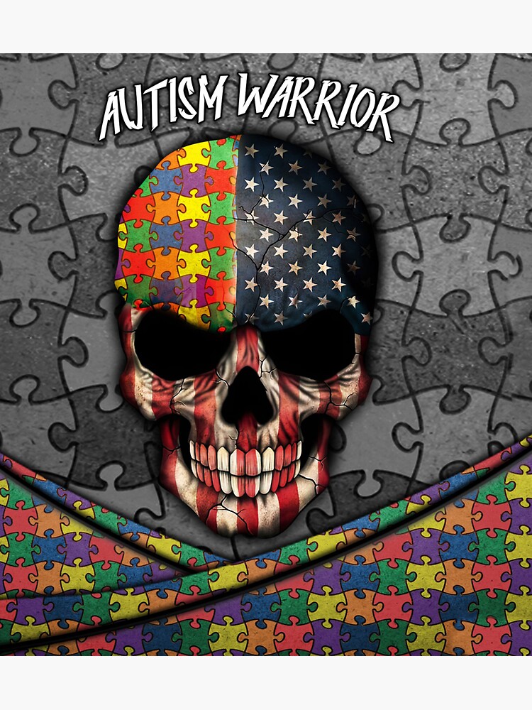 "Skull Autism Warrios" Sticker for Sale by HertaReimann | Redbubble