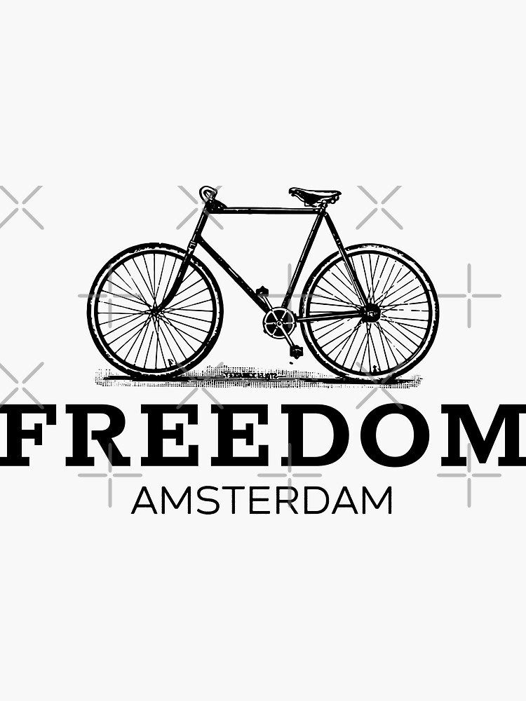 "Amsterdam - FREEDOM - Riding Bicycle" Sticker for Sale by LTM-tee ...