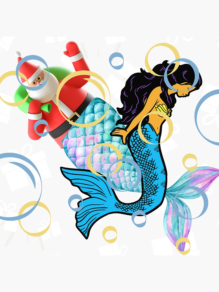 "Mermaid at Christmas" Sticker for Sale by nohaalhenawy | Redbubble