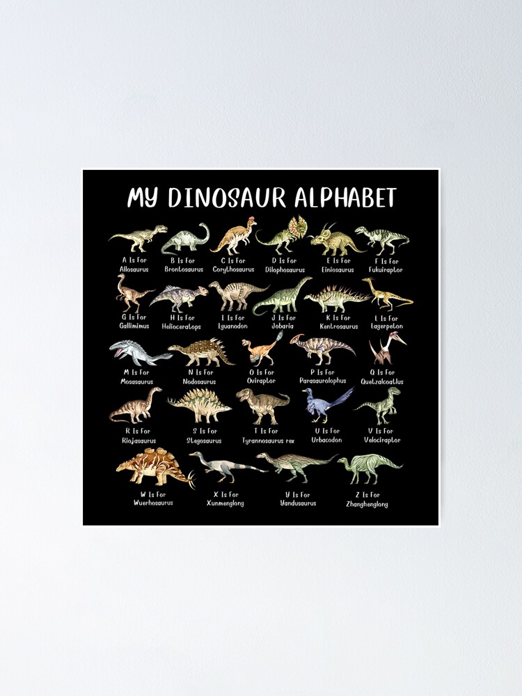 Póster «Tipos de dinosaurios Alfabeto A-Z ABC Identificación de ...