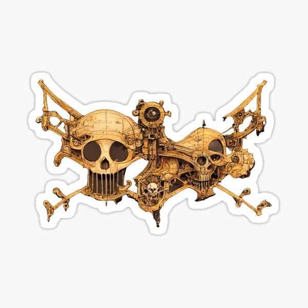 "Clockwork Jolly Roger" Sticker for Sale by SaltyPork | Redbubble