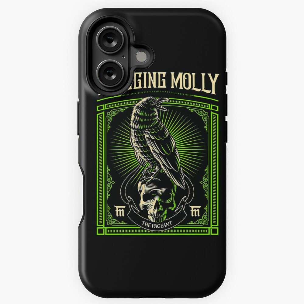 "Flogging molly black crow and skull, green background " Sticker for ...