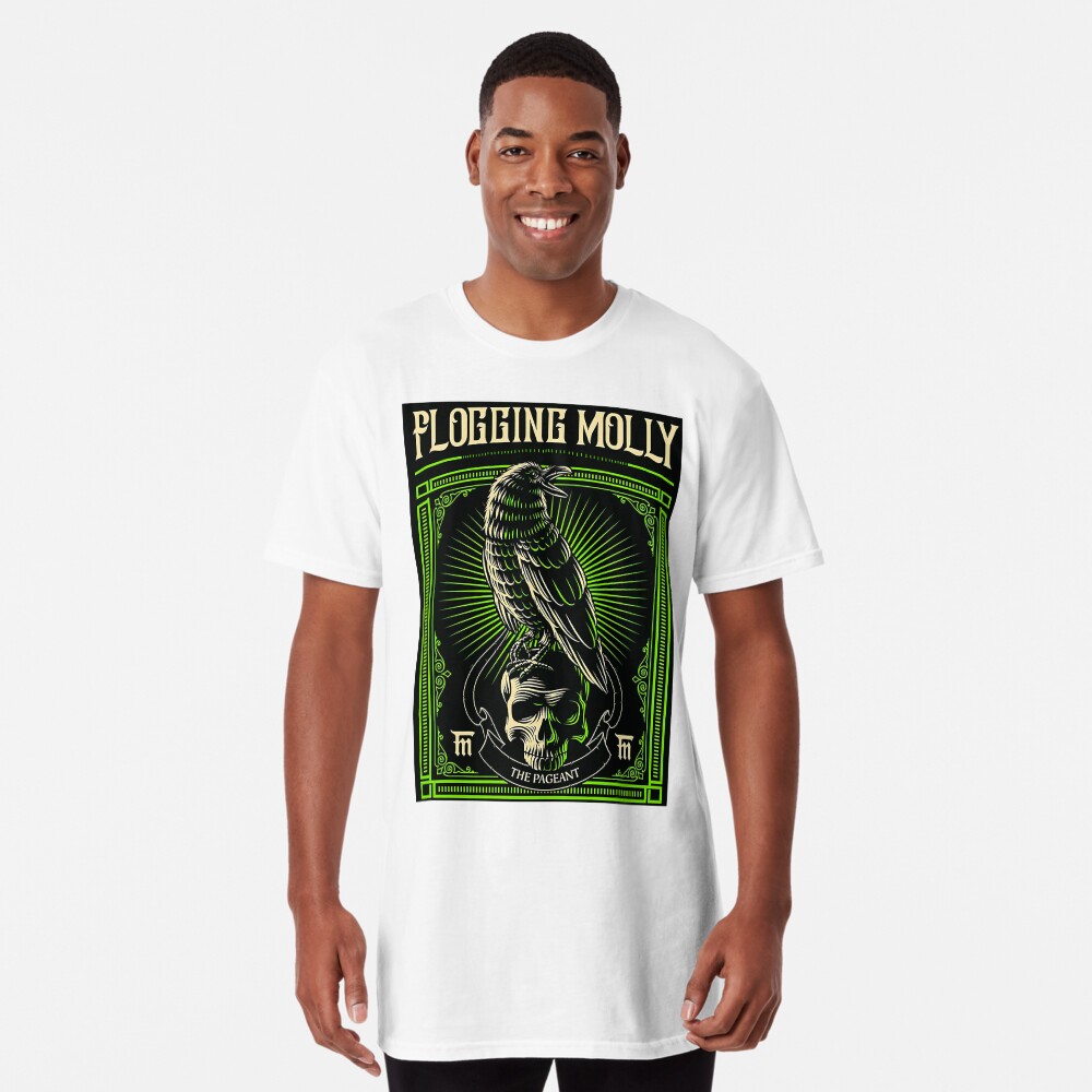 "Flogging molly black crow and skull, green background " Sticker for ...