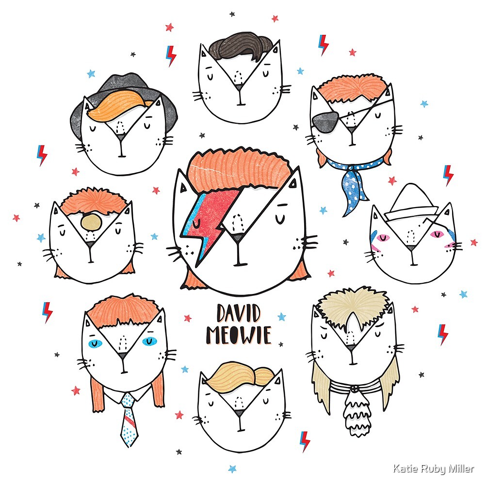 "The 9 Lives of David Meowie" by Katie Miller | Redbubble