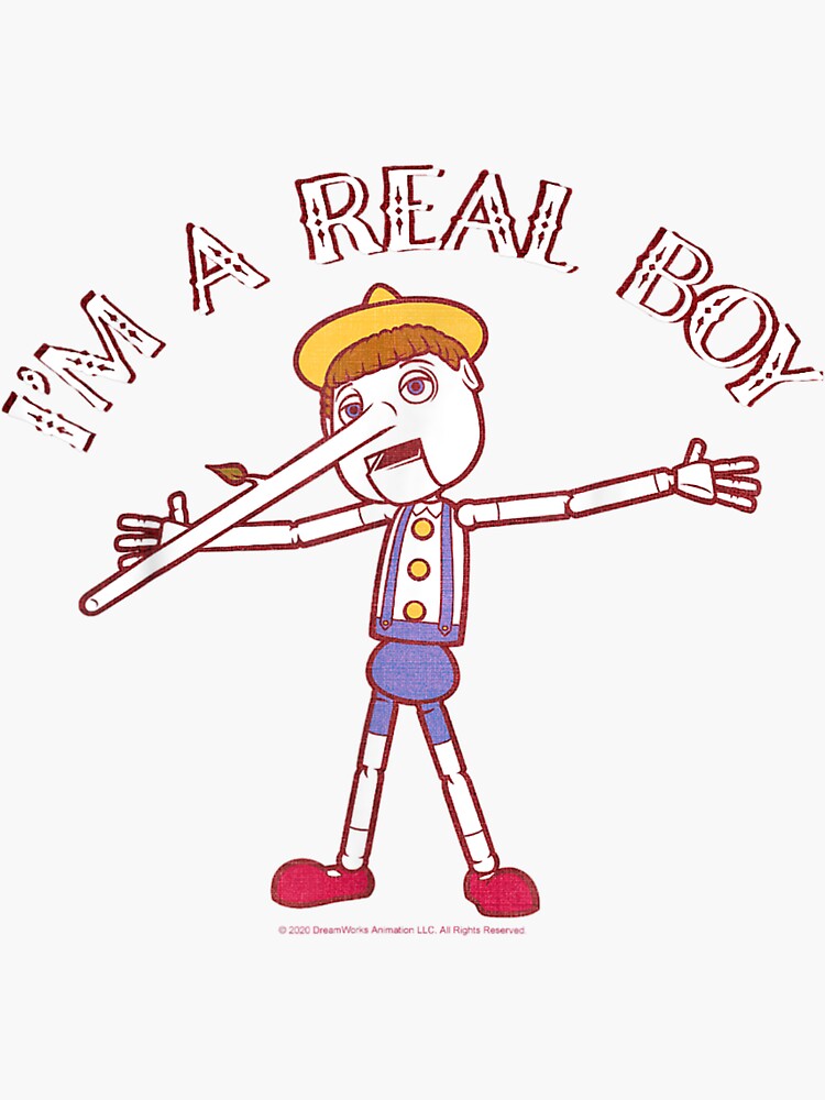 "Shrek Pinocchio I'M A Real Boy" Sticker for Sale by MarnaHarris ...