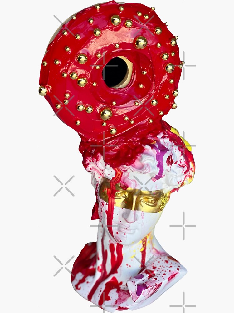 "David Pop Art Statue Smashed with a Donut" Sticker for Sale by ...
