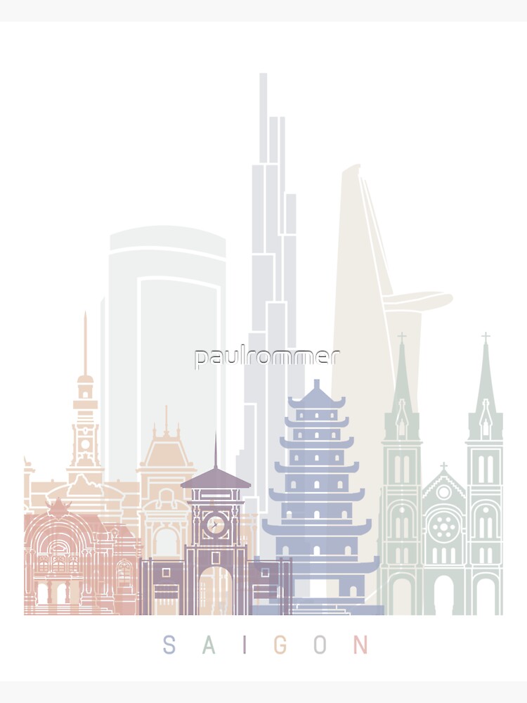 "SAIGON SKYLINE POSTER PASTEL" Sticker for Sale by paulrommer | Redbubble